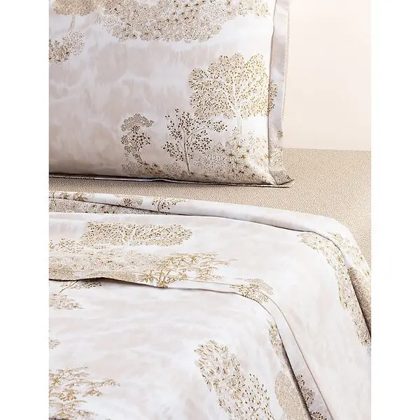 YVES DELORME Paysage Landscape-print Cotton-batiste Flat Sheet - Multicoloured