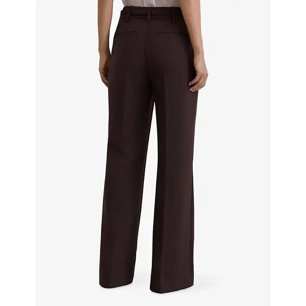 REISS Leona Flared-leg Woven Trousers - Grape