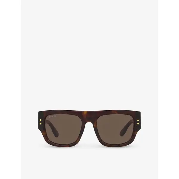 Gucci Rectangle-frame Acetate Sunglasses - Brown