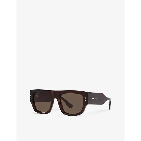 Gucci Rectangle-frame Acetate Sunglasses - Brown