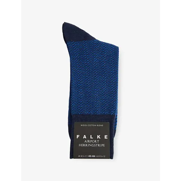 Falke Airport Herringstripe Knee High Socks - Space Blue