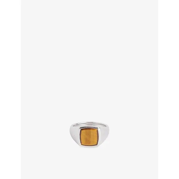Tom Wood Rhodium-plated Sterling Tiger Eye Ring - Silver