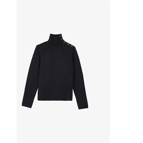 The Kooples High-neck Knitted Wool Jumper - Black