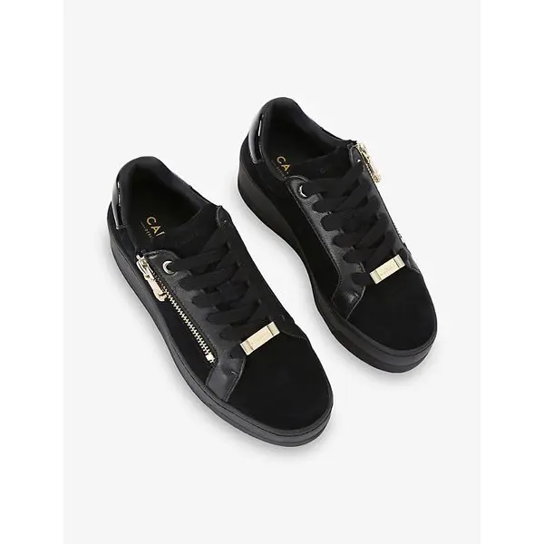 Carvela Connected Zip Suede Low-top Flatform Trainers - Black