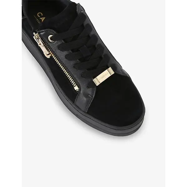 Carvela Connected Zip Suede Low-top Flatform Trainers - Black
