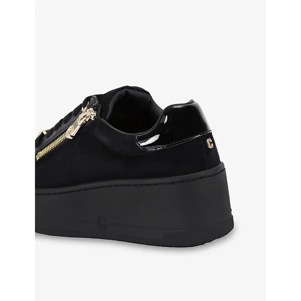 Carvela Connected Zip Suede Low-top Flatform Trainers - Black