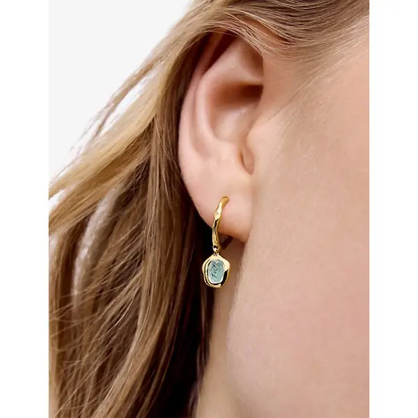 Monica Vinader Odyssey Aquamarine Huggie Earrings - Blue