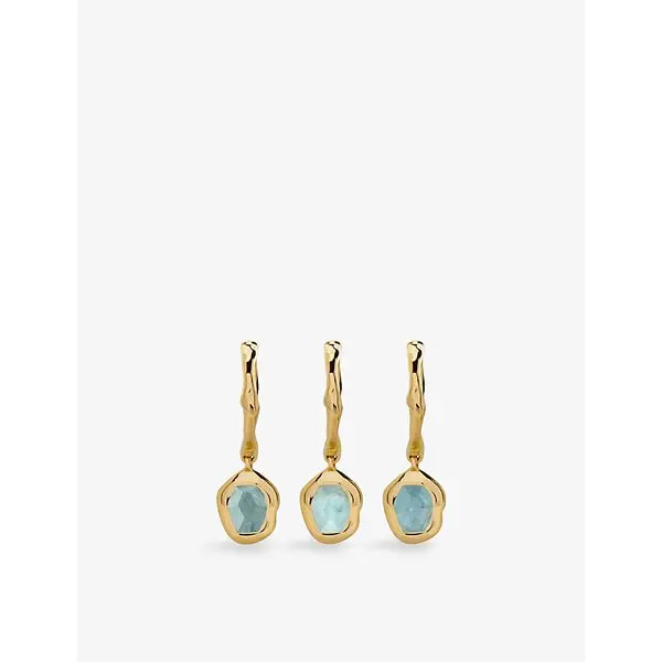 Monica Vinader Odyssey Aquamarine Huggie Earrings - Blue