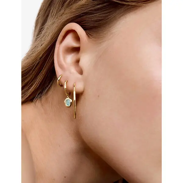Monica Vinader Odyssey Aquamarine Huggie Earrings - Blue
