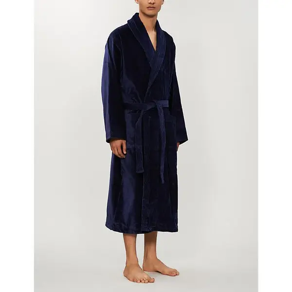 Derek Rose Tritan Cotton Dressing Gown - Navy
