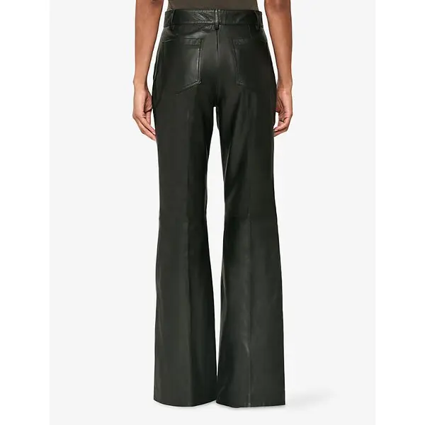 REISS Priya High-rise Flared Leather Trousers