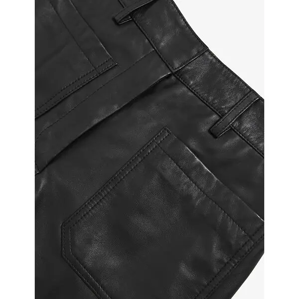 REISS Priya High-rise Flared Leather Trousers