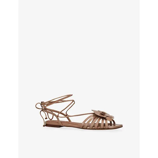 Zimmermann Orchid Leather Flat Sandals - Blush