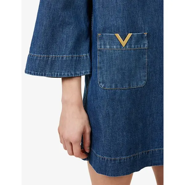 Valentino Garavani V Hardware Denim Midi Dress - Medium Blue Denim