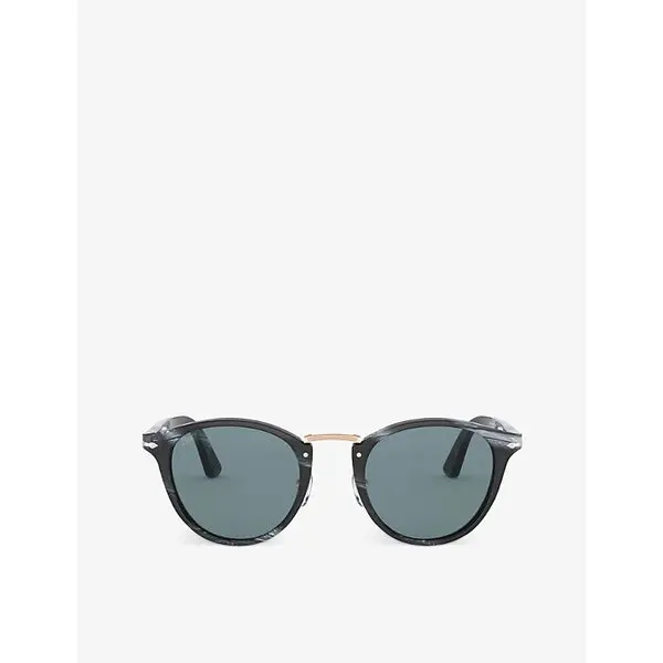 Persol Po3108s Typewriter Edition Round-frame Acetate Sunglasses - Black