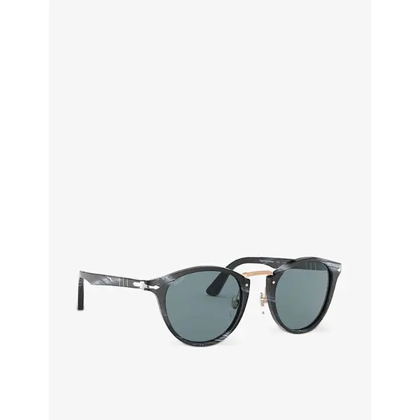 Persol Po3108s Typewriter Edition Round-frame Acetate Sunglasses - Black