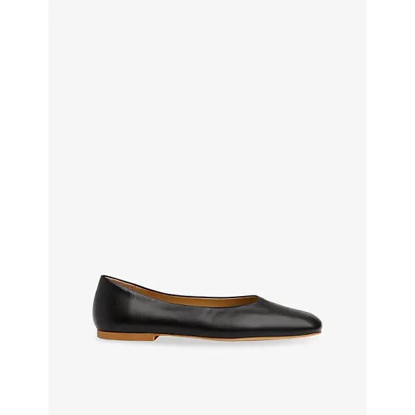 Whistles Clean Leather Ballet Flats - Black