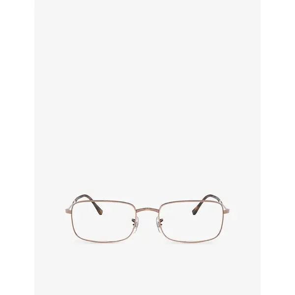 Ray-ban Rx3746v Rectangular-frame Metal Optical Glasses - Brown