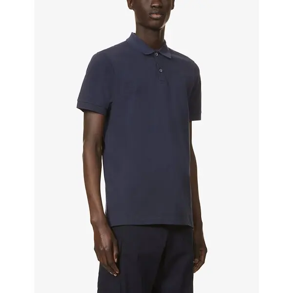 Sunspel Short-sleeved Cotton- Piqué Polo Shirt - Navy