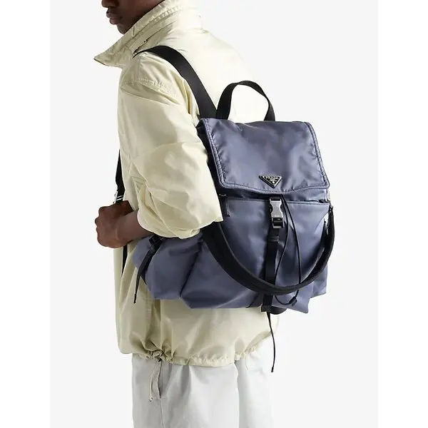 Prada Re-nylon Explore Woven Backpack - Blue