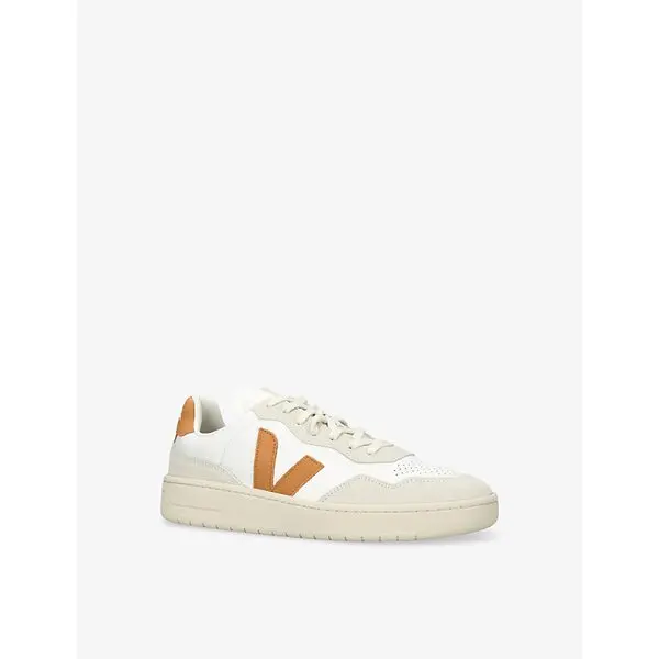 VEJA V-90 Logo-embroidered Leather Low-top Trainers - White/oth