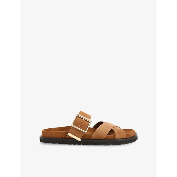 Whistles Celestine Buckle-detail Leather Sliders - Tan