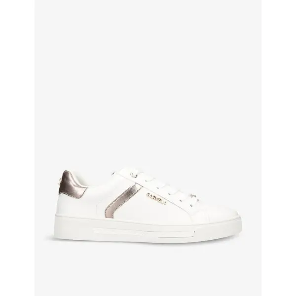 Carvela Daze Faux-leather Low-top Trainers With Gold-toned Hardware - White/oth