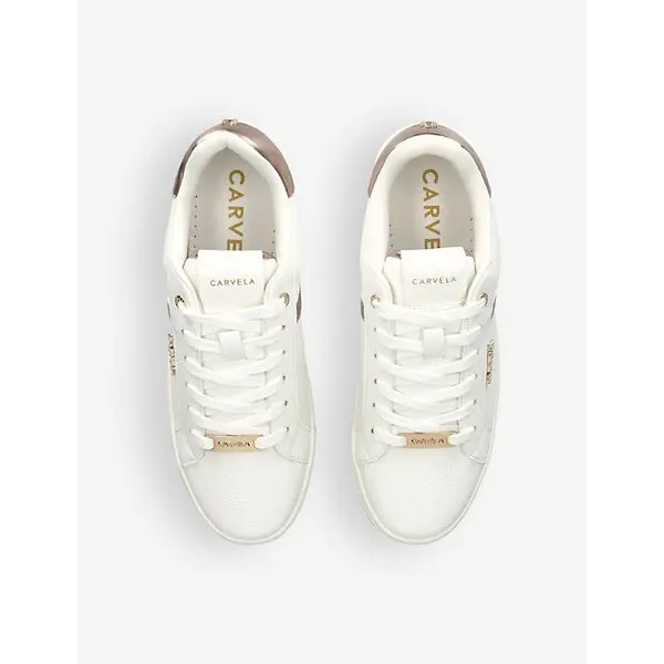 Carvela Daze Faux-leather Low-top Trainers With Gold-toned Hardware - White/oth