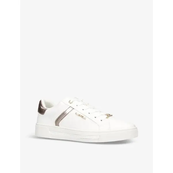Carvela Daze Faux-leather Low-top Trainers With Gold-toned Hardware - White/oth