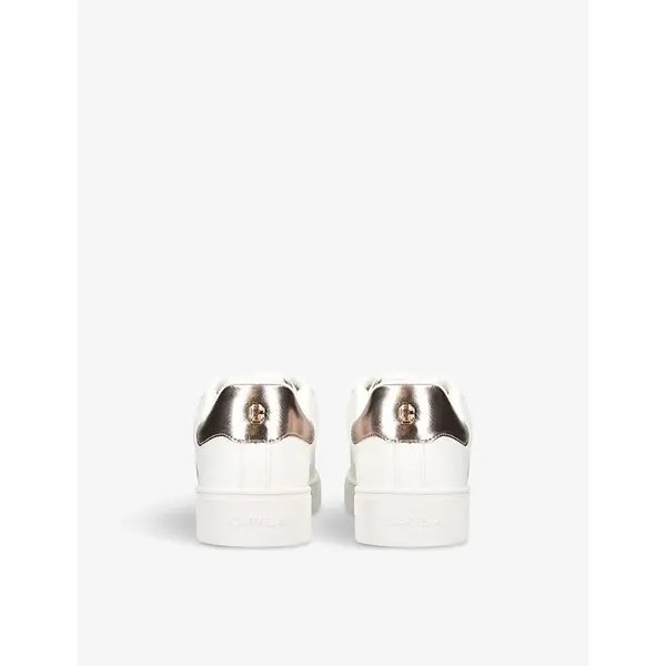 Carvela Daze Faux-leather Low-top Trainers With Gold-toned Hardware - White/oth