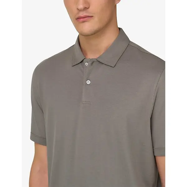Boggi Milano Short-sleeved Piqué Cotton-blend Polo Shirt - Mud