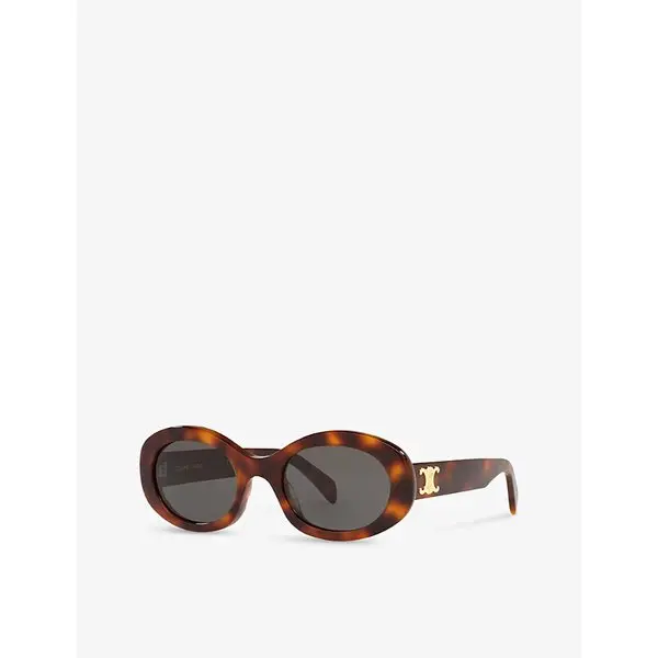 Celine Tortoiseshell-pattern Oval-frame Acetate Sunglasses - Brown
