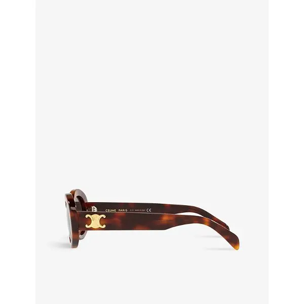 Celine Tortoiseshell-pattern Oval-frame Acetate Sunglasses - Brown
