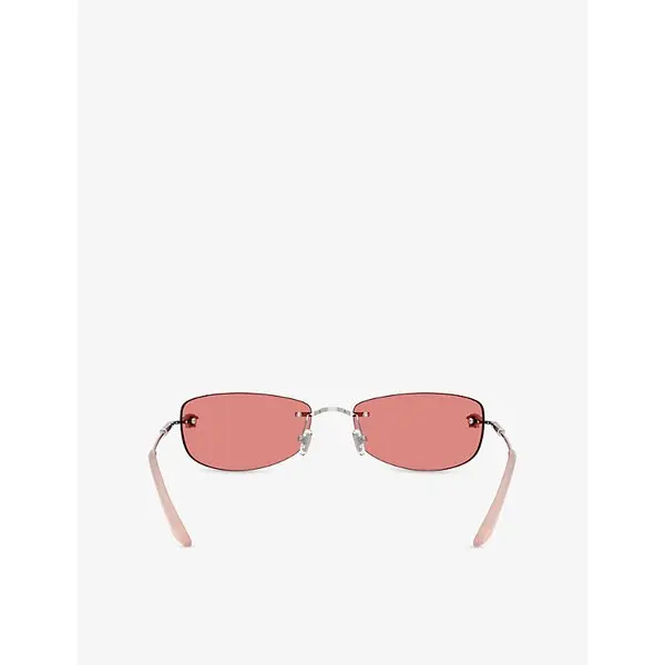 Versace Rectangle Frame Metal Sunglasses - Silver