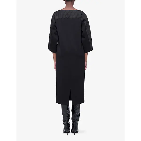 LEEM Quilted Embroidered Midi Dress