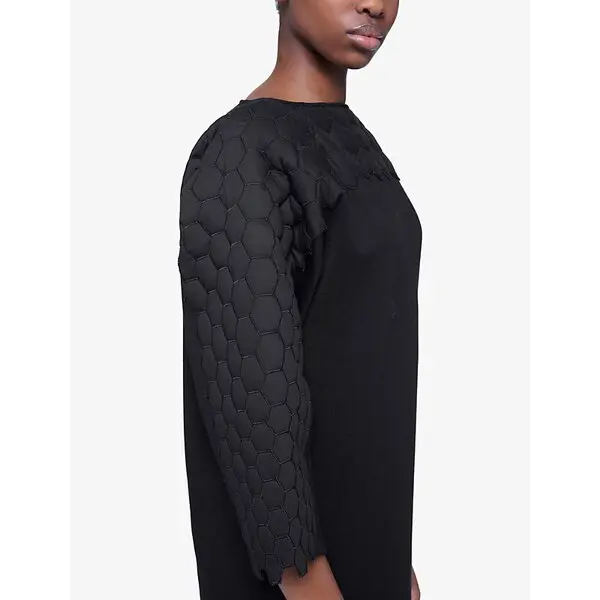 LEEM Quilted Embroidered Midi Dress