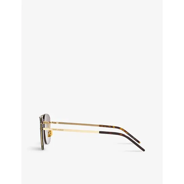 Saint Laurent Rimless Pilot-frame Metal Sunglasses - Gold