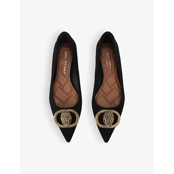 Kurt Geiger Suede Pointed Toe Flat Pumps