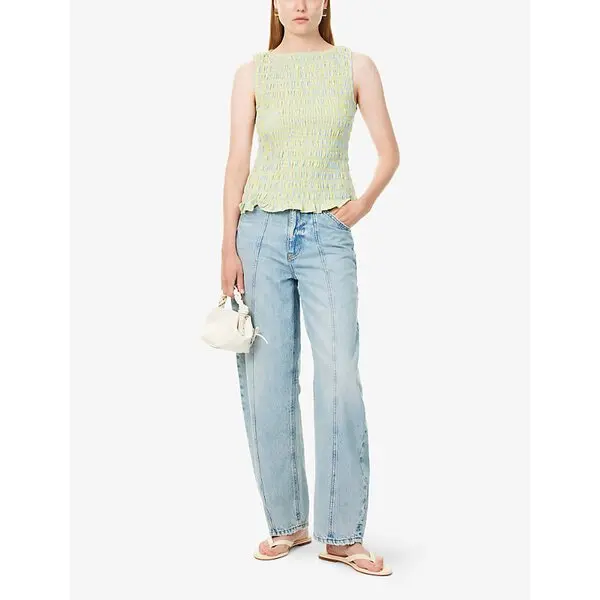 AMY LYNN Sonya Shirred Cotton-poplin Top