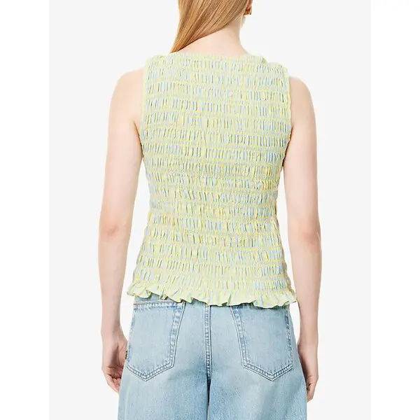 AMY LYNN Sonya Shirred Cotton-poplin Top