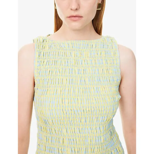 AMY LYNN Sonya Shirred Cotton-poplin Top