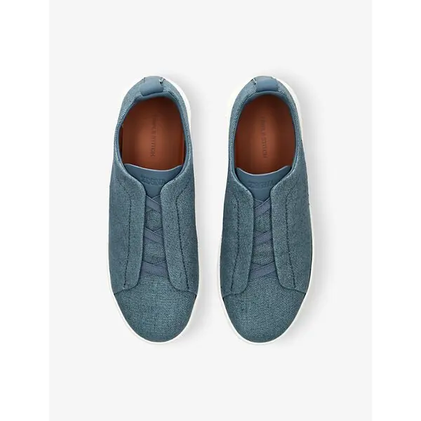 Zegna Triple-stitch Woven Low-top Trainers - Blue