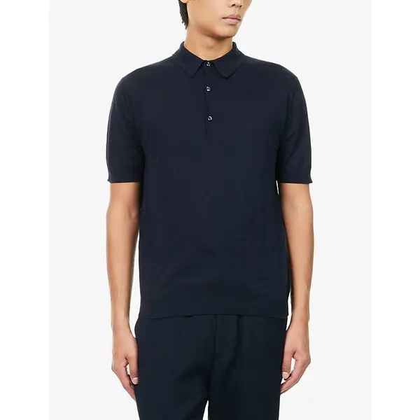 John Smedley Sea Island Cotton Polo Shirt - Midnight