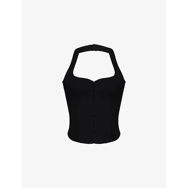 House Of Cb Halter Neck Corset Top - Black
