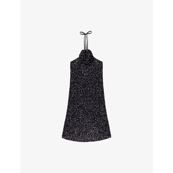 RO&ZO Mimi Sequin Halter-neck Woven Mini Dress