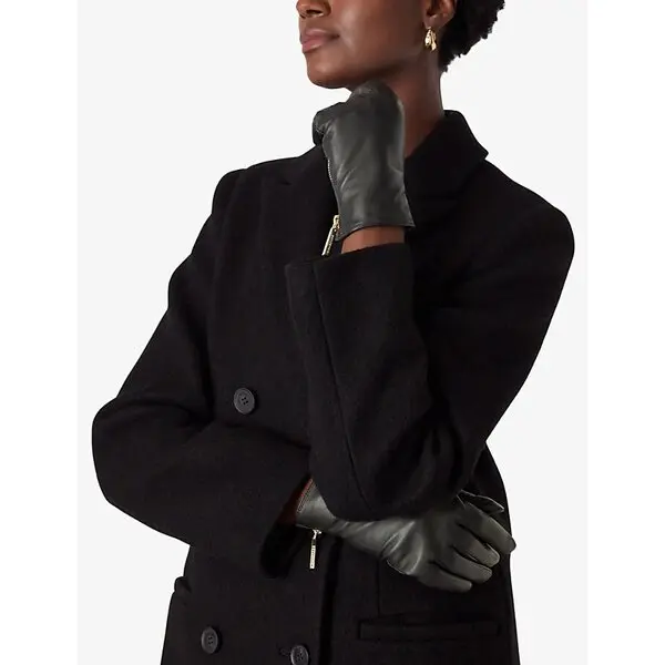 Whistles Zipped Leather Gloves