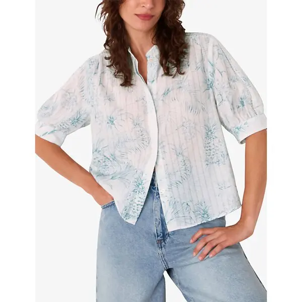 Whistles Pineapple Print Textured Shirt