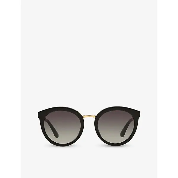 Dolce & Gabbana Round Frame Acetate Sunglasses - Black