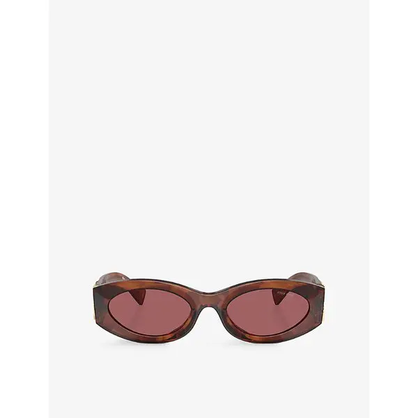 Miu Miu Oval Acetate Sunglasses - Brown