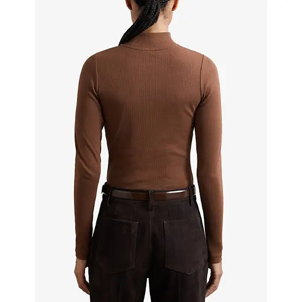 REISS Ribbed Stretch-cotton Top